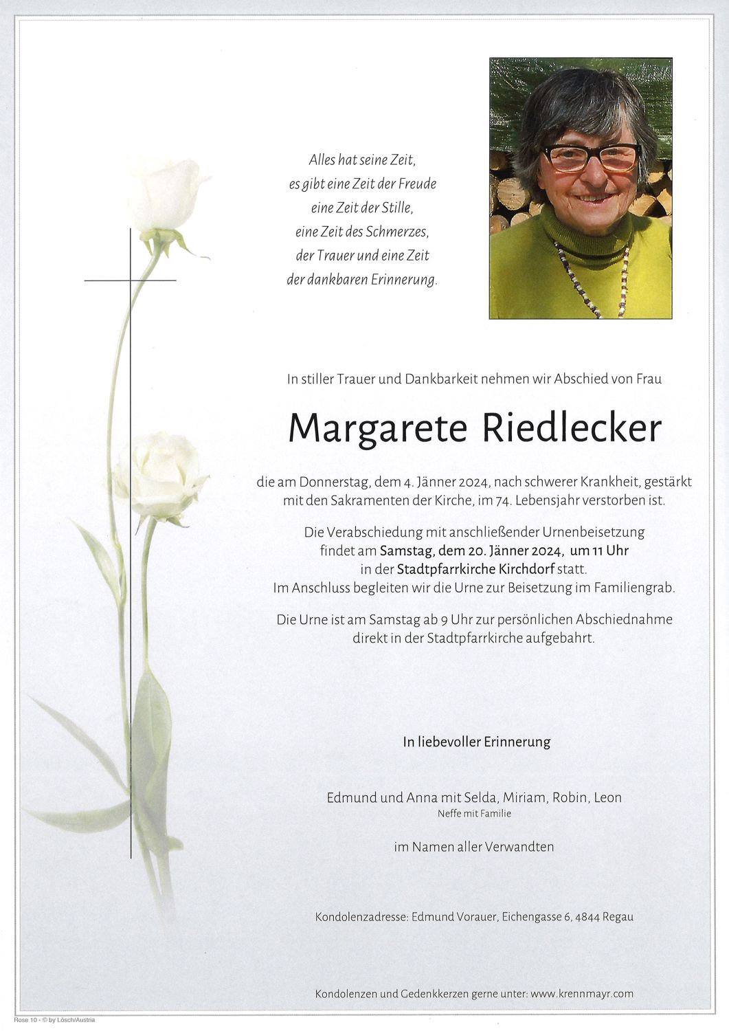 Todesfall Margarete Riedlecker